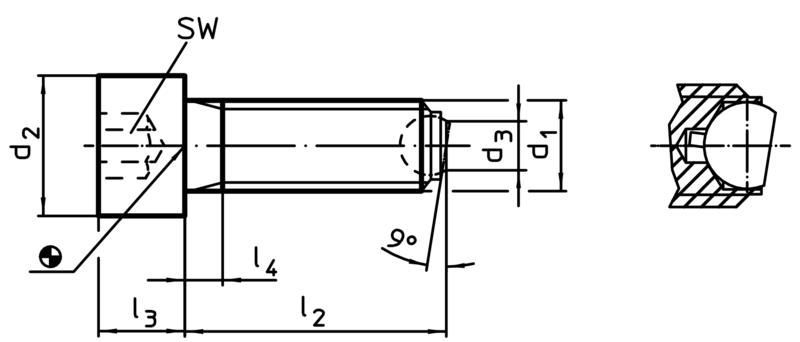 Tornillo con bola de punta plana / de cabeza cilíndrica / con hueco hexagonal / de acero - EH ...
