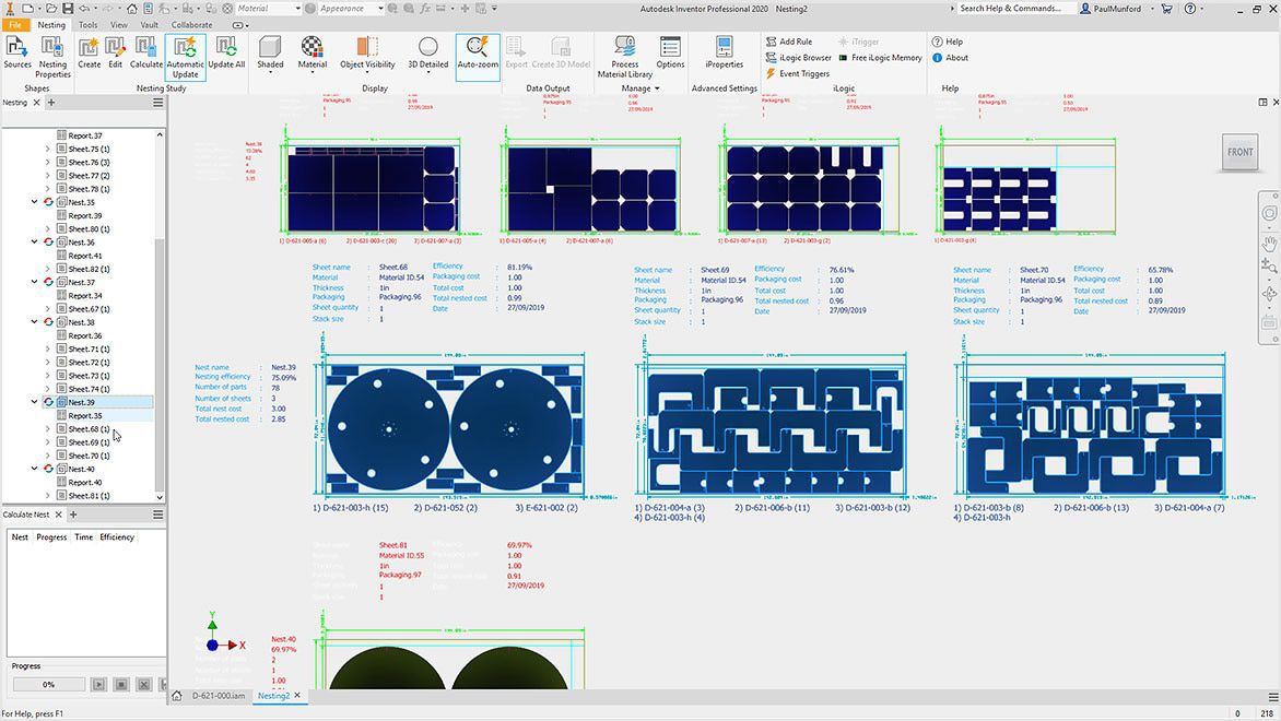 Software de interfaz - Inventor® Nesting - AUTODESK - de ingeniería / de CAD / de optimización
