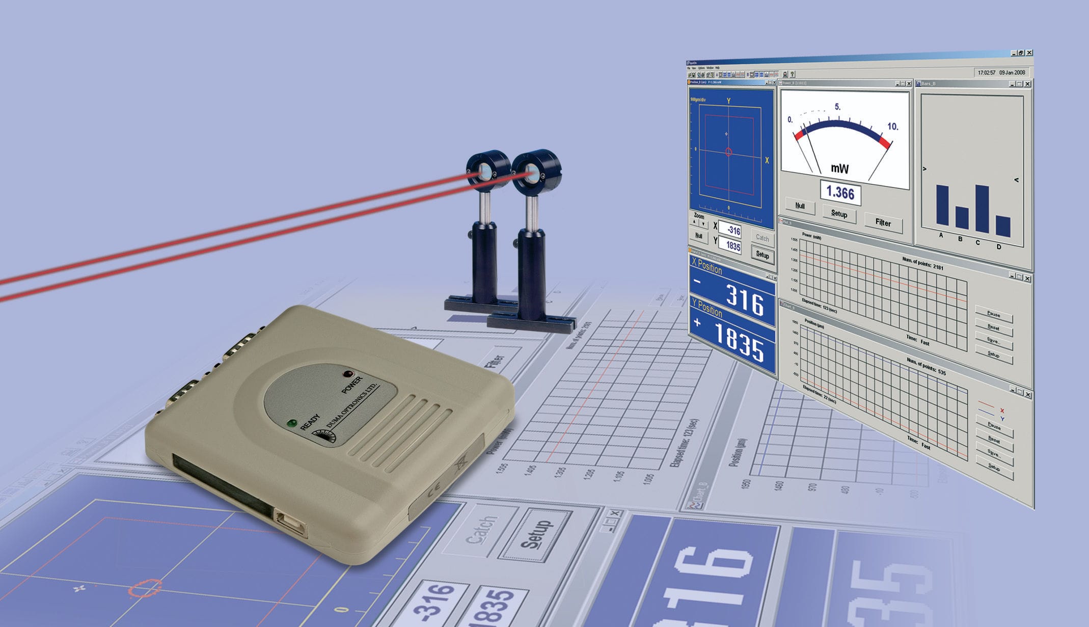 Sistema de posicionamiento de 3 ejes - SpotOn - Duma Optronics - óptico / de haz óptico / USB 2.0
