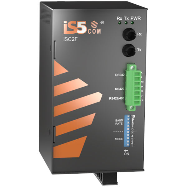 Convertidor de medios - iSC2F - iS5 Communications - de fibra óptica / en serie / RS422