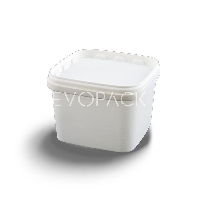 Cubo de plástico - 80090 - EVOPACK - rectangular / con tapa / con asidero