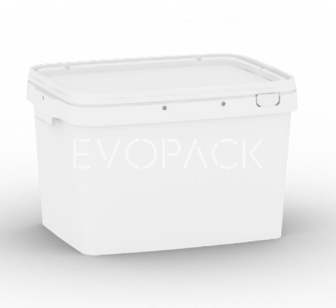 Cubo de plástico - 93601 - EVOPACK - rectangular / con tapa / con asidero