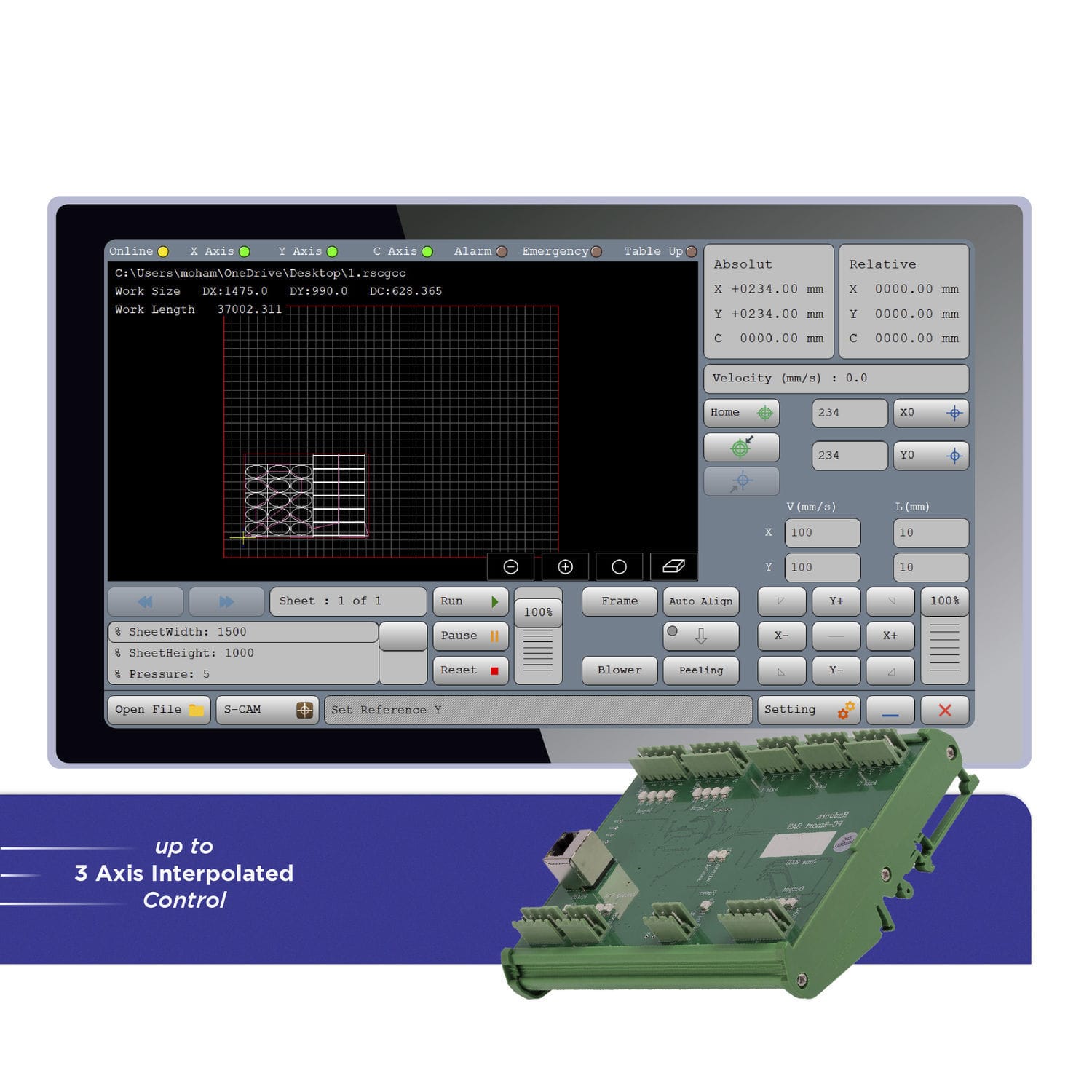 Interfaz de software CNC - XYC SGCut - Radonix Technology - 3 ejes ...