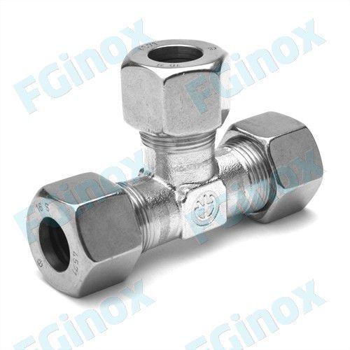 Racor hidráulico - TES12 - FG INOX - de rosca / con anillo cortante / en T