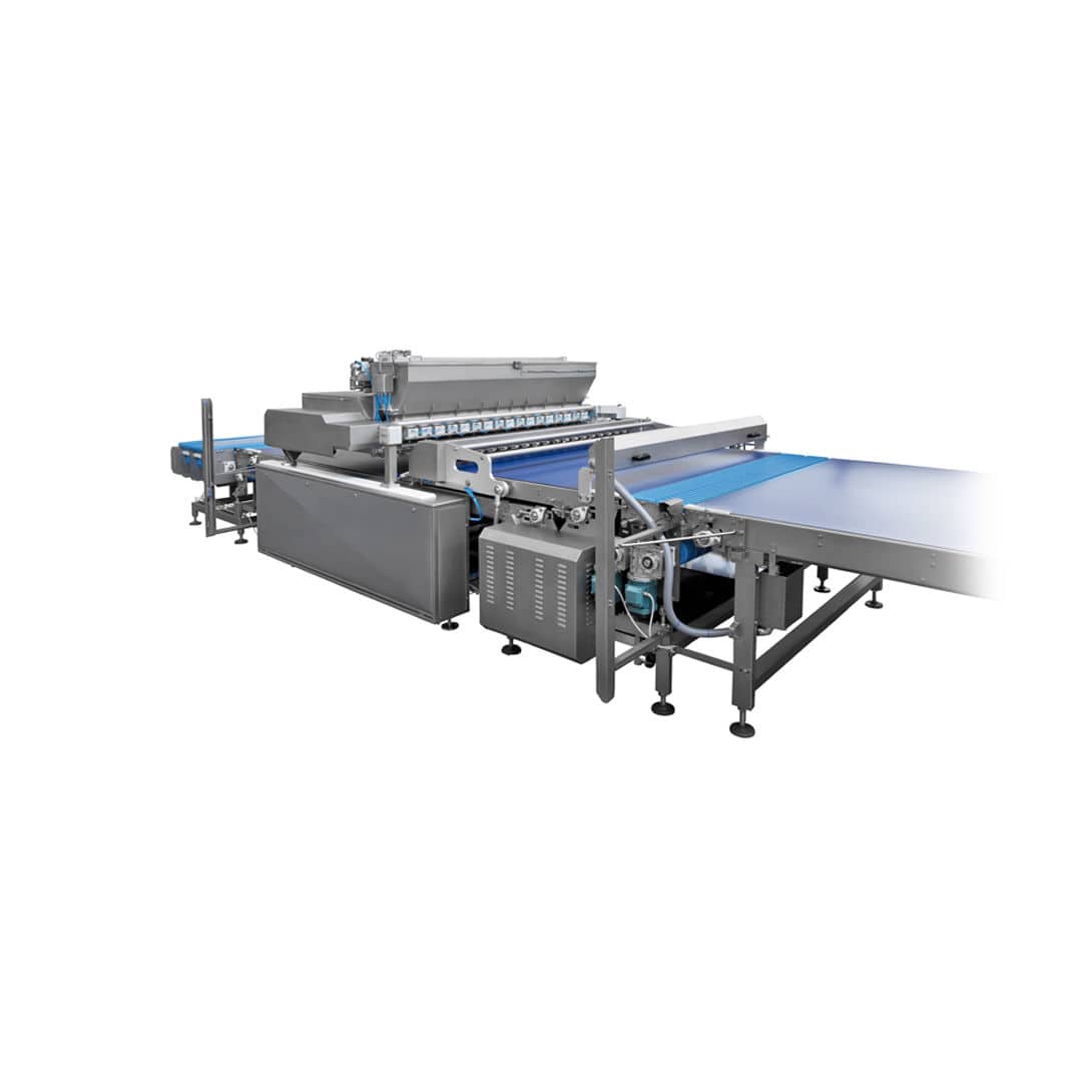 Inyectadora para pastelería horizontal - Alimec - en cinta transportadora