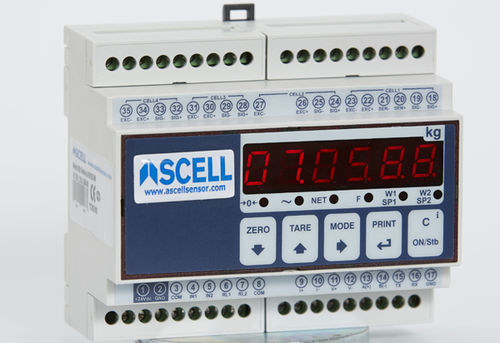 Indicador de pesaje con visualizador led - I700DIN - Ascell Sensor,S.L. - en riel DIN ...